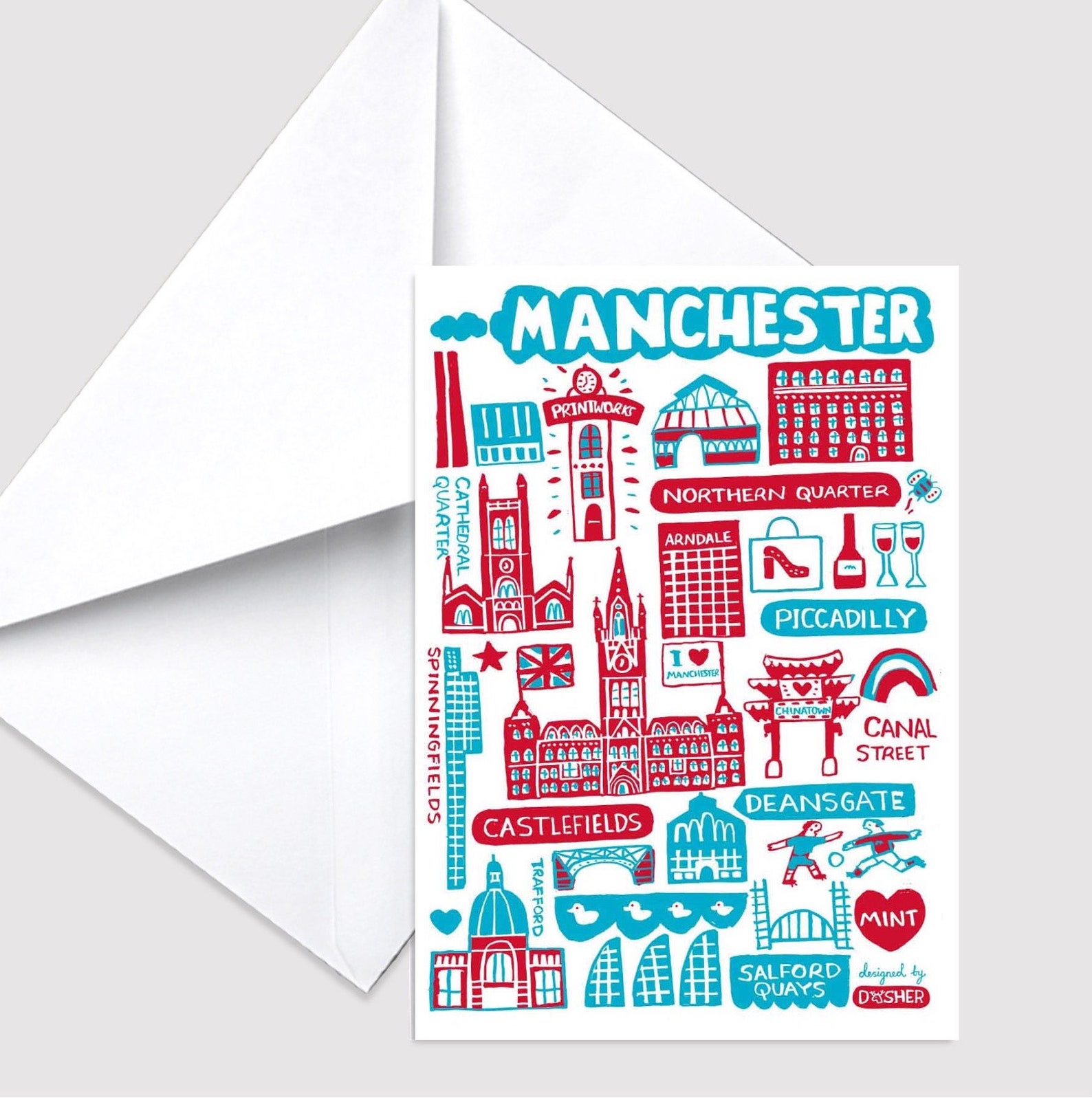Manchester Greeting Card by Dasher - Etsy