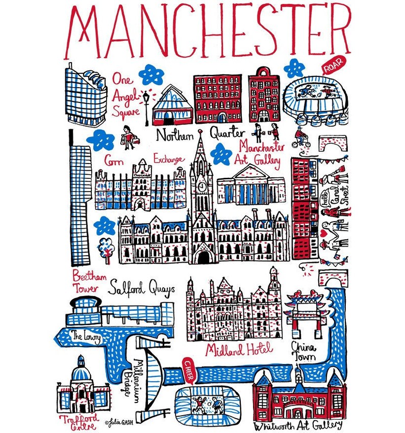 Manchester Art Print by Julia Gash | Etsy
