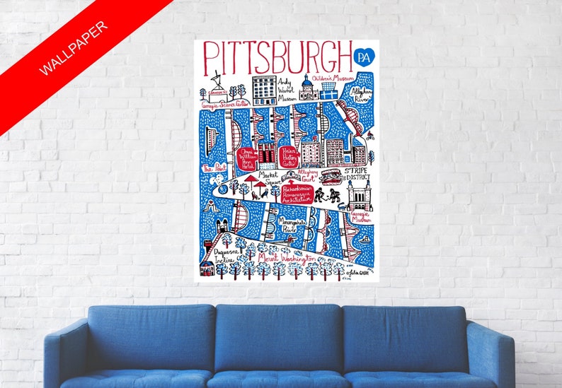 Pittsburgh Art Print by Julia Gash | Etsy