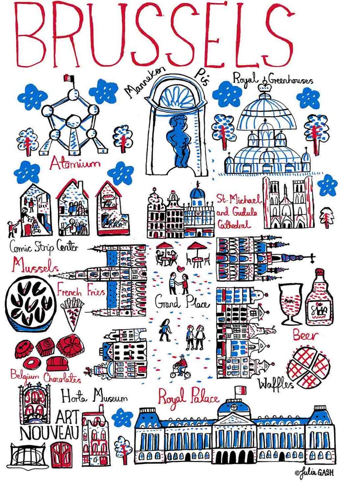 Brussels Postcard by Julia Gash - Etsy