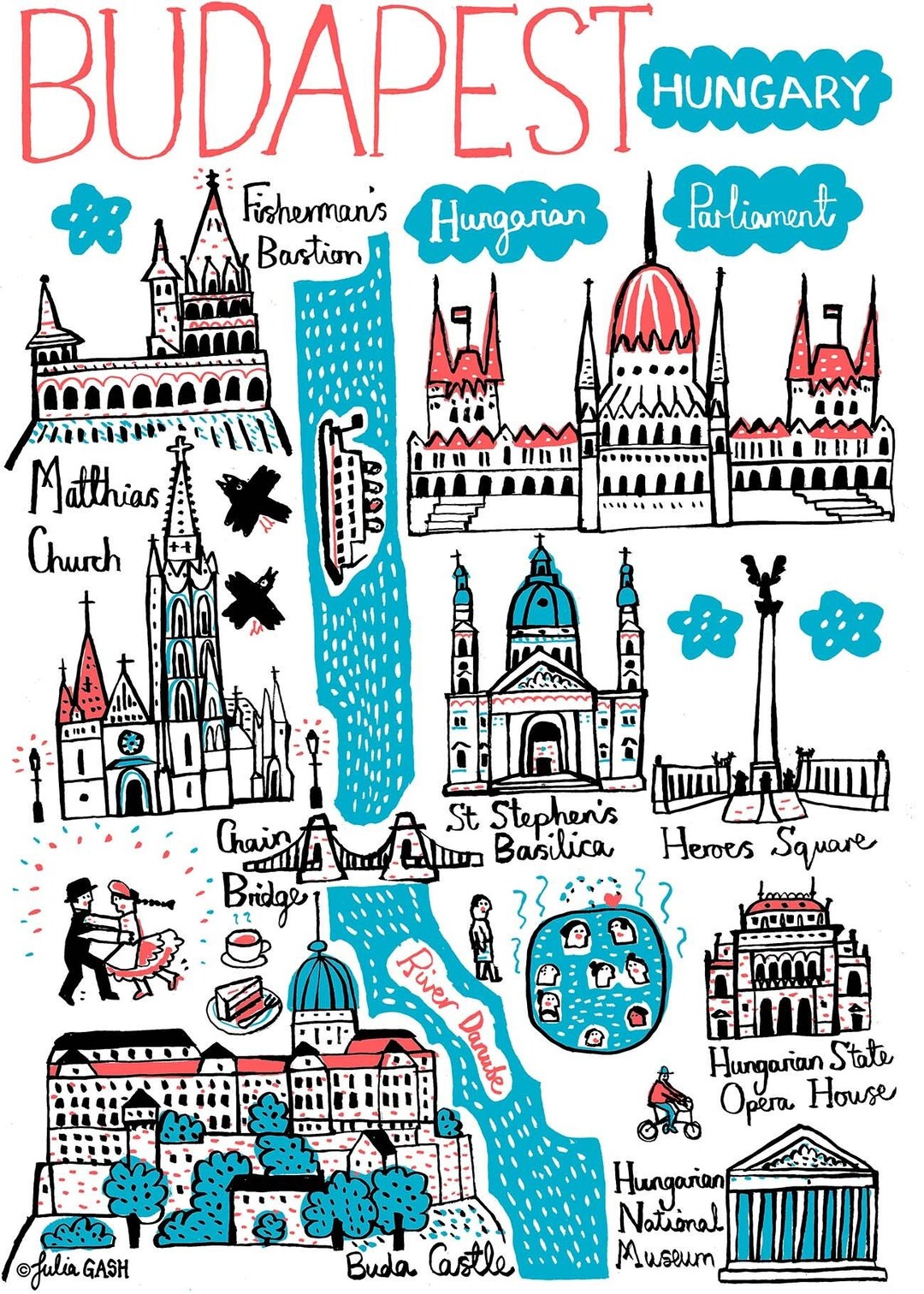 Budapest Postcard by Julia Gash - Etsy