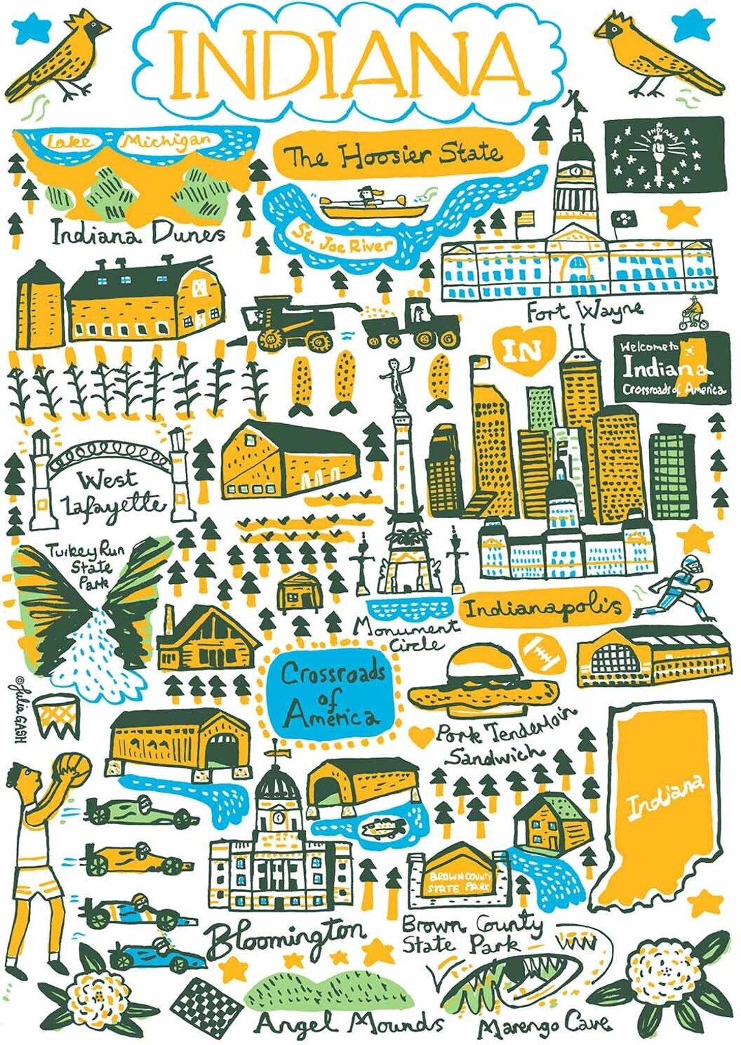 Indiana Greeting Card by Julia Gash - Etsy