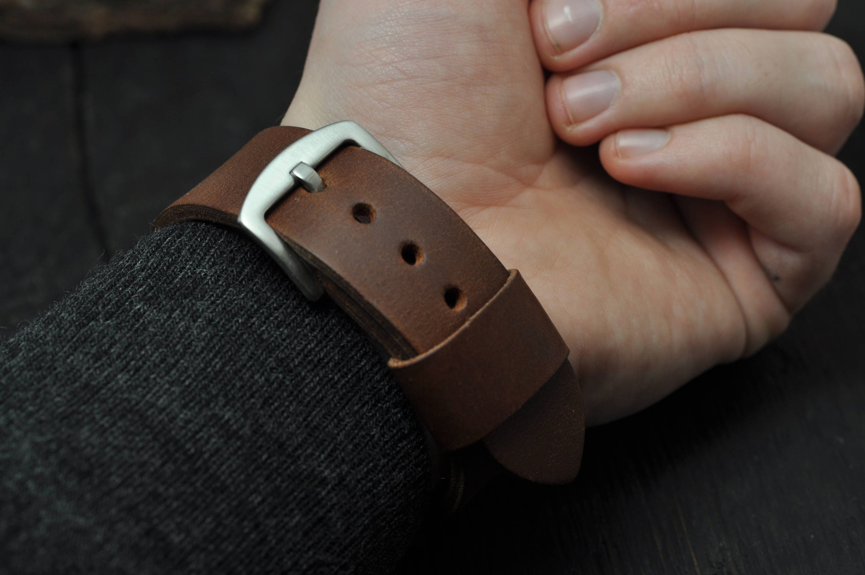 Handmade Leather Mens Watch Strap Brown 16mm 18mm 20mm 21mm 22mm 24mm ...