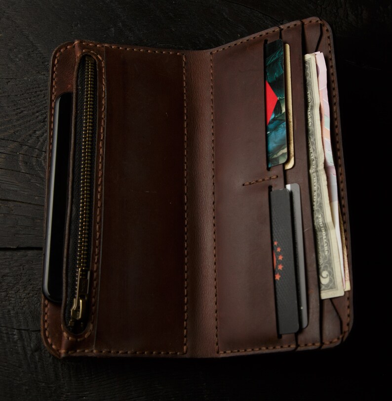 Handmade Leather Wallet, Men's Leather Slim Wallet, Cowhide Leather ...
