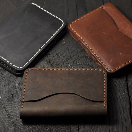 Slim Leather Card Holder Leather Card Wallet Minimalist - Etsy