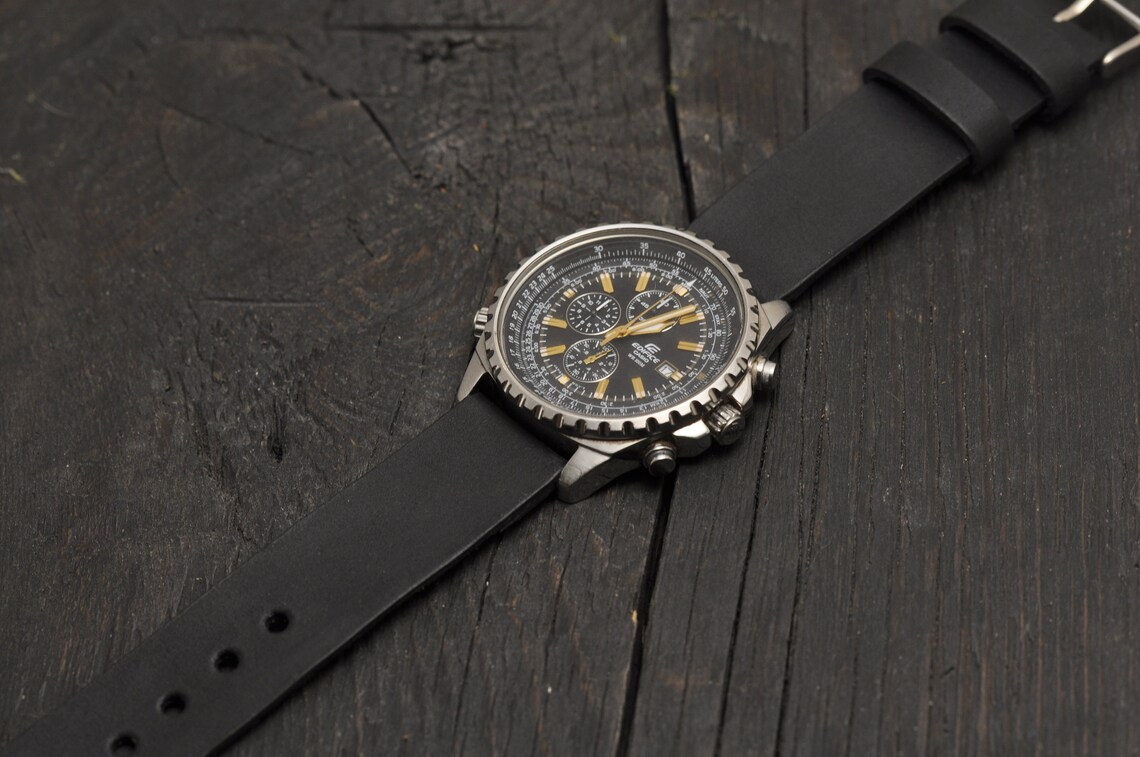 Handmade Leather Mens watch strap Thin 16mm 18mm 20mm 21mm | Etsy