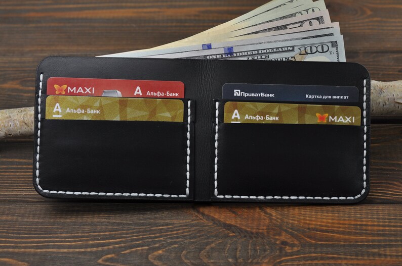 Handmade Leather Wallet, Men's Leather Slim Wallet, Cowhide Leather ...