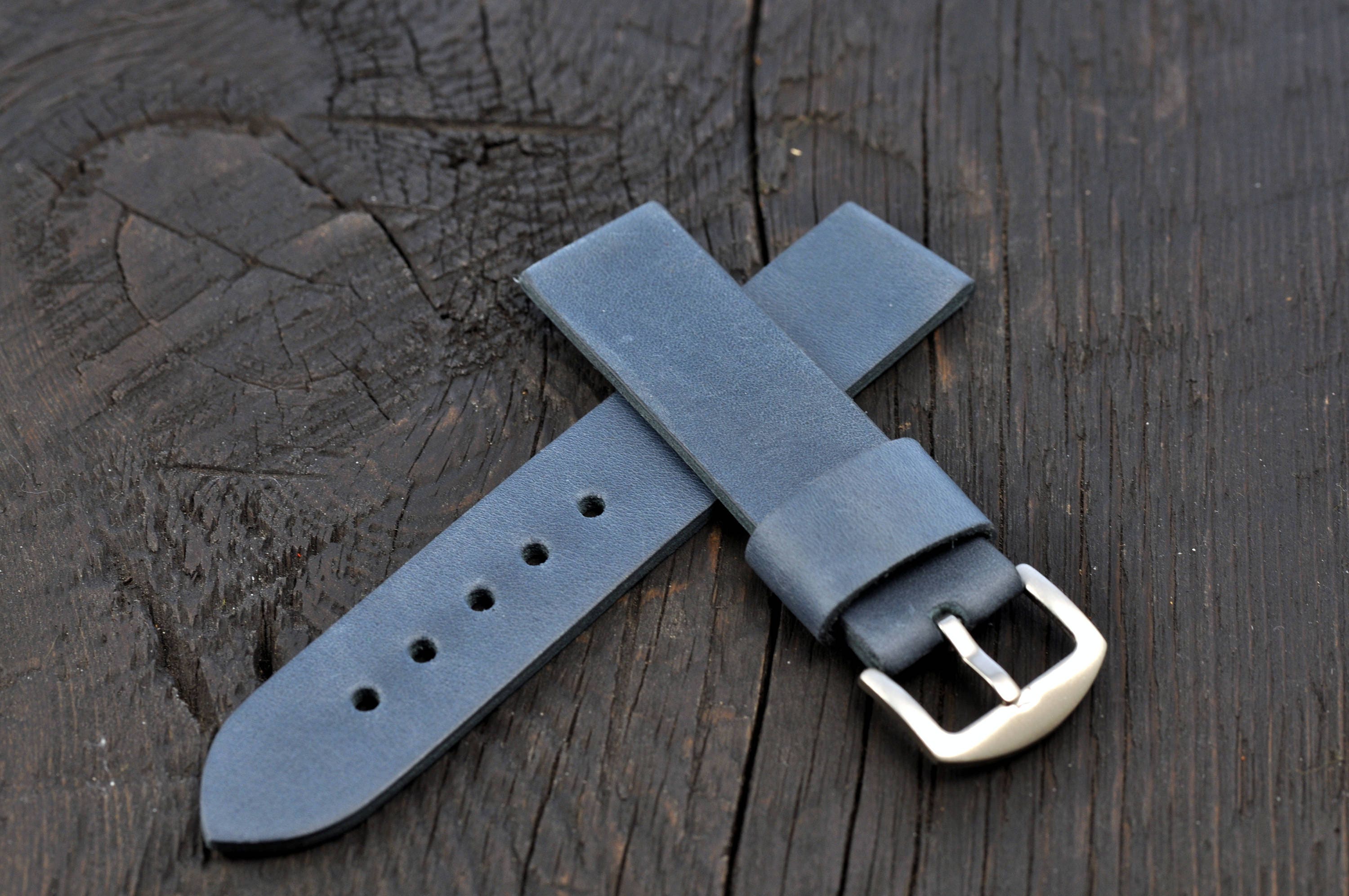 Handmade Leather Mens Watch Strap Blue 16mm 18mm 20mm 21mm - Etsy