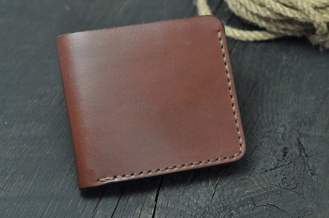 Handmade Leather Wallet, Men's Leather Slim Wallet, Cowhide Leather ...