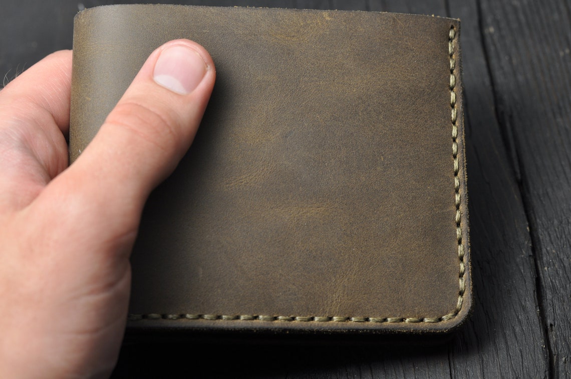 Handmade Leather Wallet Men's Leather Slim Wallet - Etsy