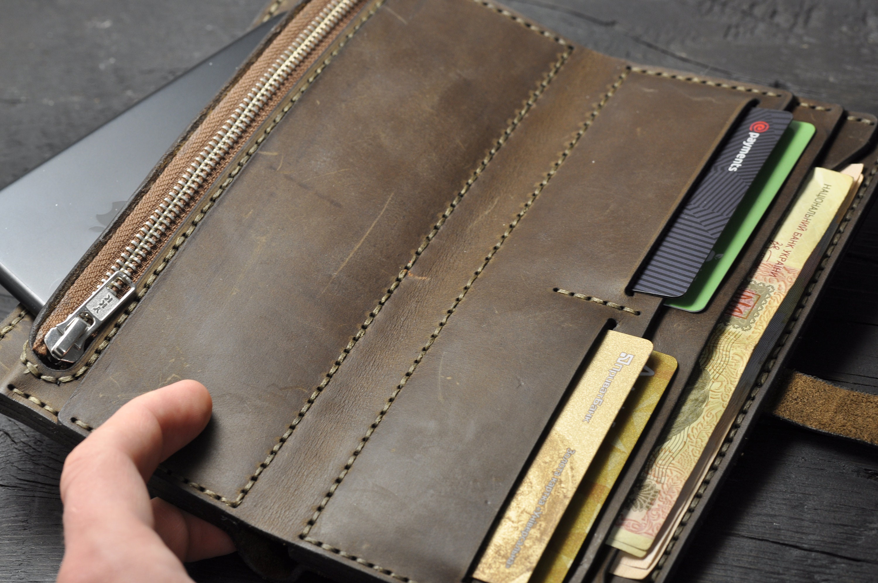 Handmade Leather Wallet Men's Leather Longer Wallet - Etsy