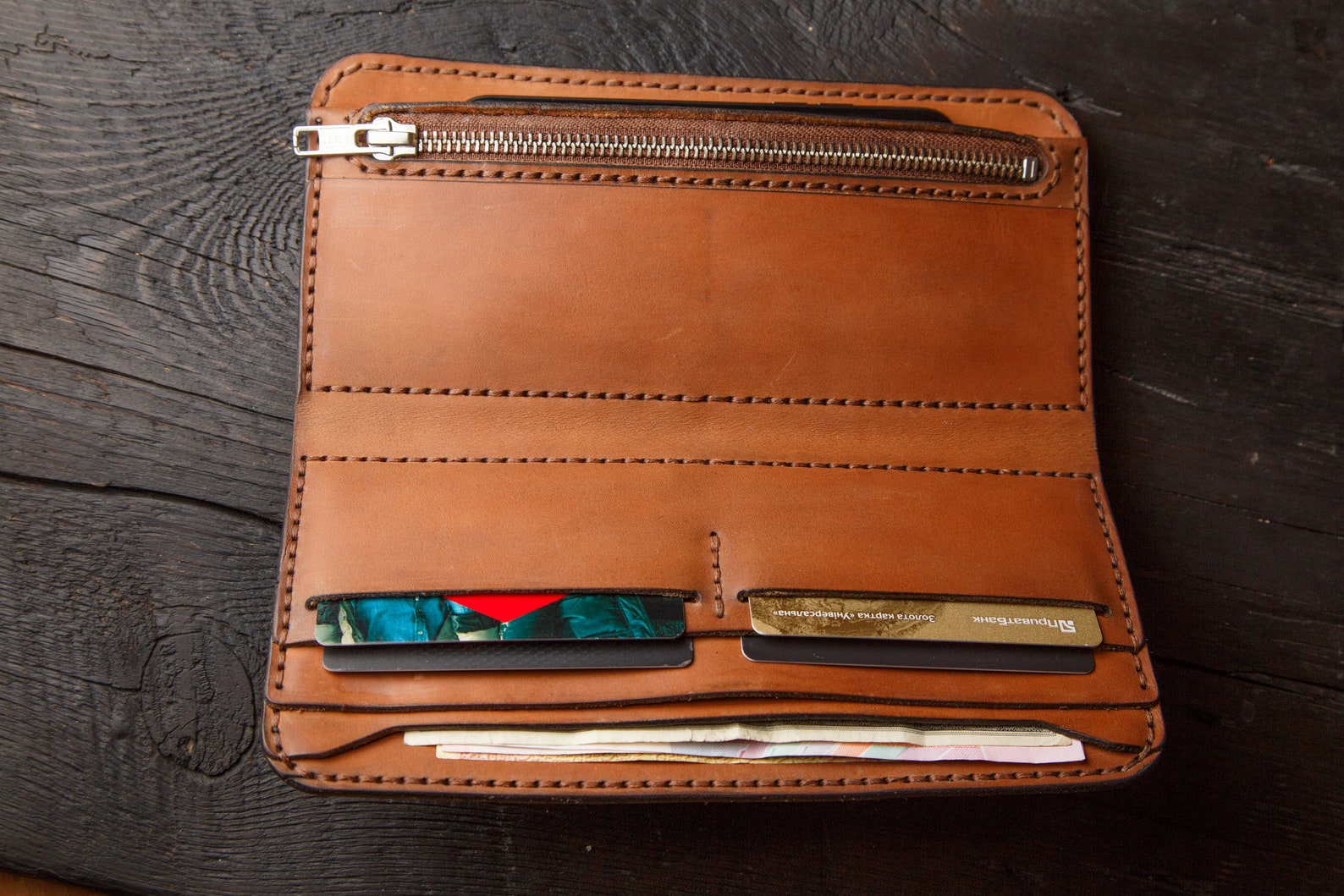 Handmade Leather Wallet, Men's Leather Longer Wallet, Cowhide Leather ...