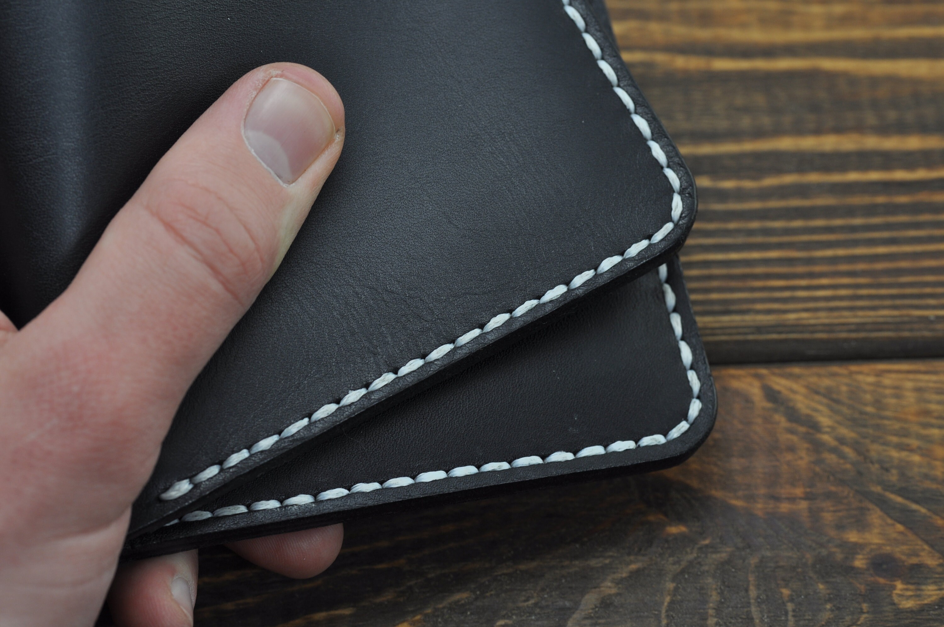 Handmade Leather Wallet, Men's Leather Slim Wallet, Cowhide Leather ...
