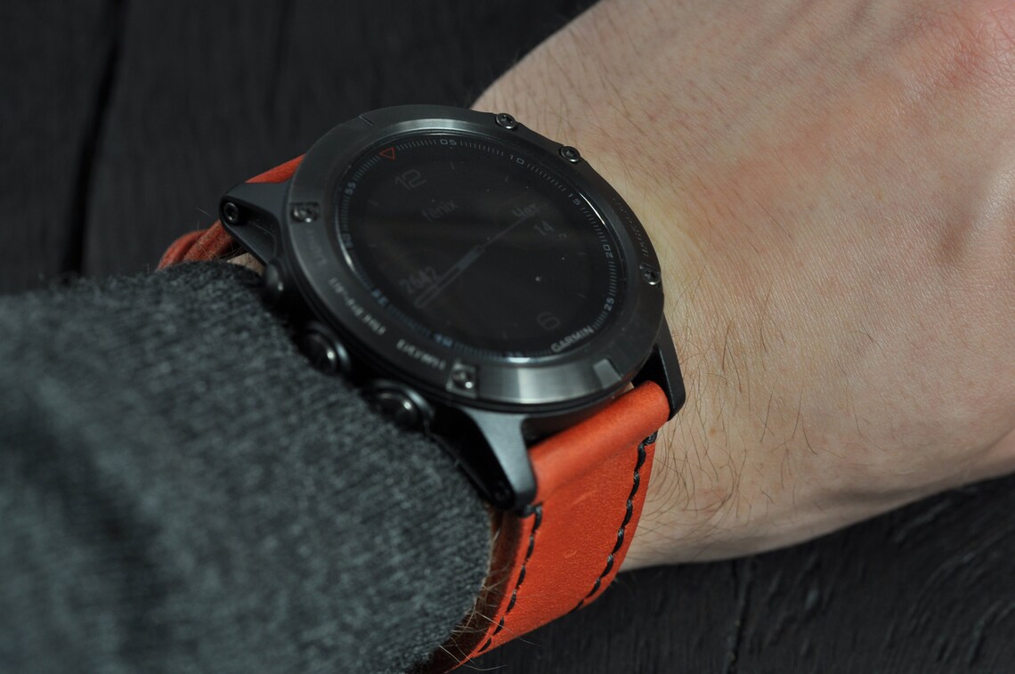 Handmade Leather Mens Watch Strap for the Garmin Fenix 3, and Garmin ...