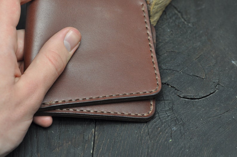 Handmade Leather Wallet, Men's Leather Slim Wallet, Cowhide Leather ...