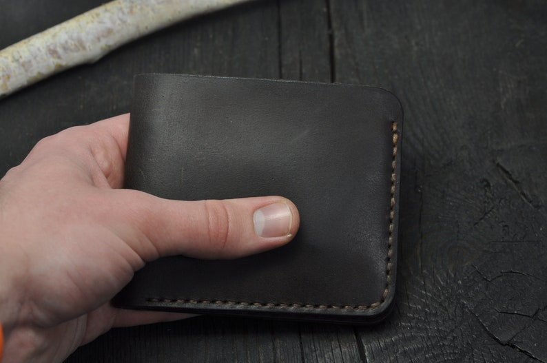 Handmade Leather Wallet, Men's Leather Slim Wallet, Cowhide Leather ...