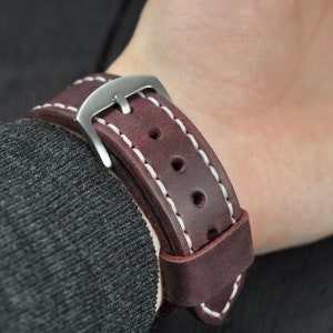 Handmade Leather Men's Watch Strap 16mm 18mm 20mm 22mm 24mm 26mm Watch ...