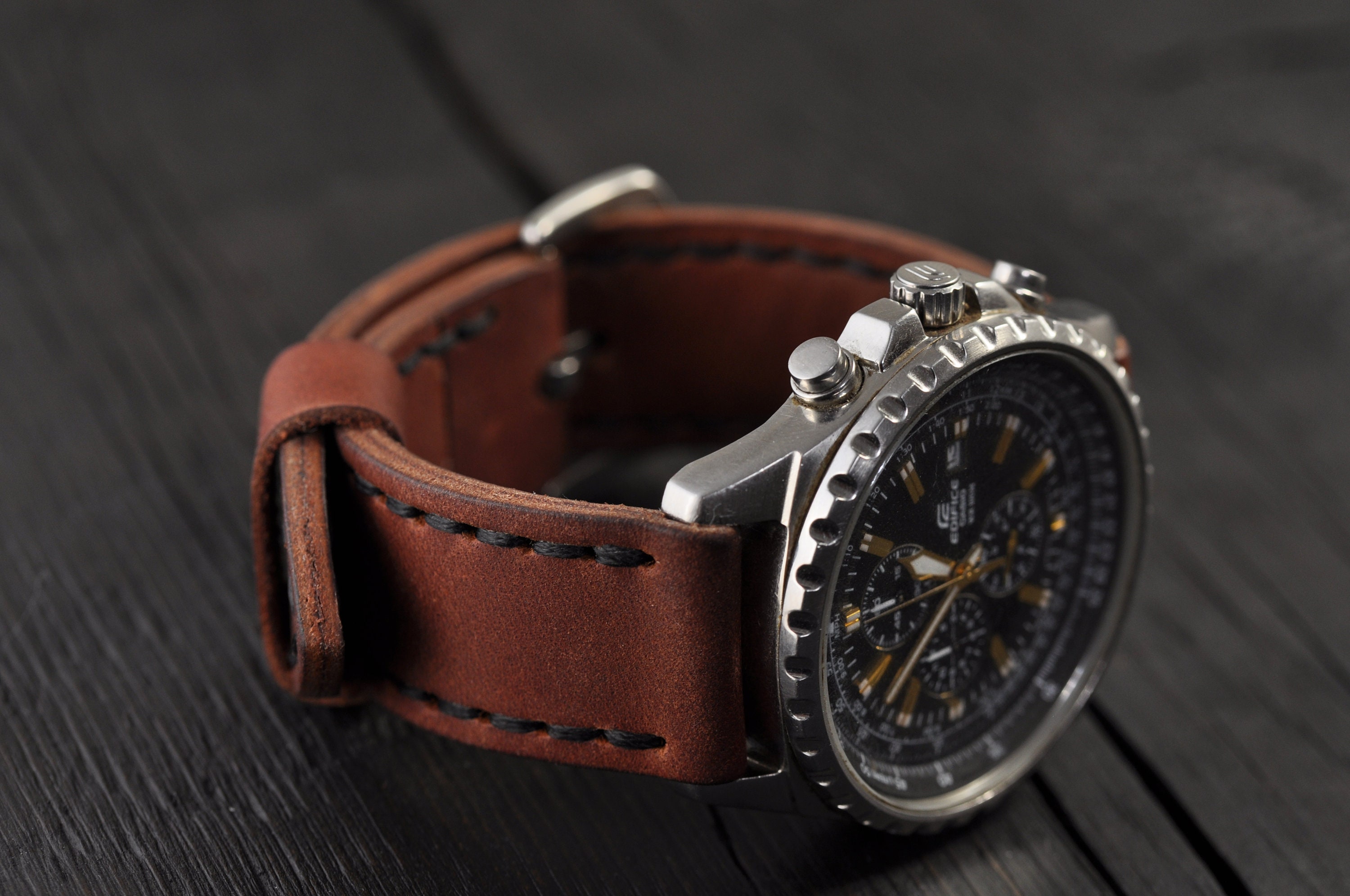 Handmade Leather Men's Watch Strap 16mm 18mm 20mm 22mm 24mm 26mm Watch ...