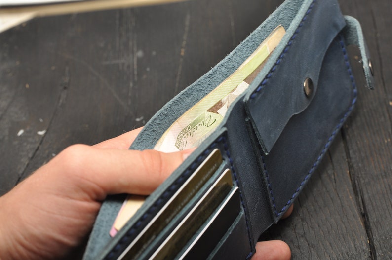 Handmade Leather Wallet, Men's Leather Slim Wallet, Cowhide Leather ...