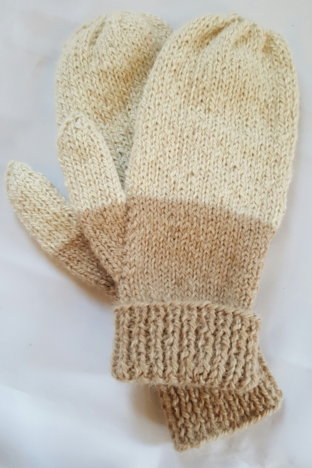 Alpaca Two Toned Hand Knit Mittens - Etsy