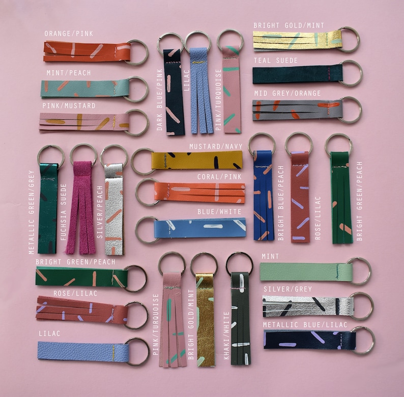 Hand Painted Leather Keyrings - Etsy UK