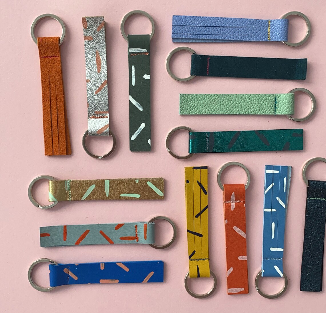 Hand Painted Leather Keyrings | Etsy