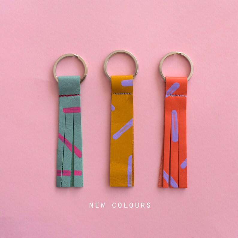 Hand Painted Leather Keyrings - Etsy