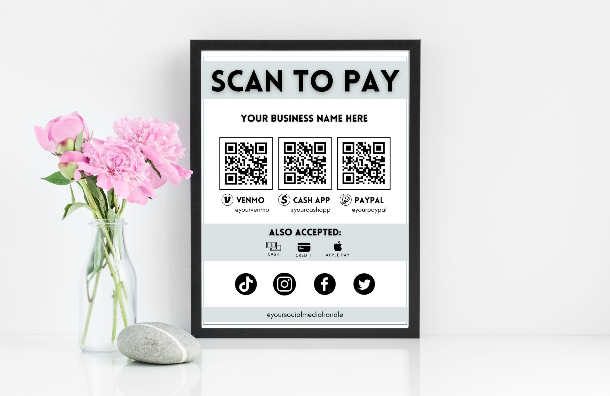 Editable Scan to Pay Sign QR Code Sign Template Canva, Printable ...