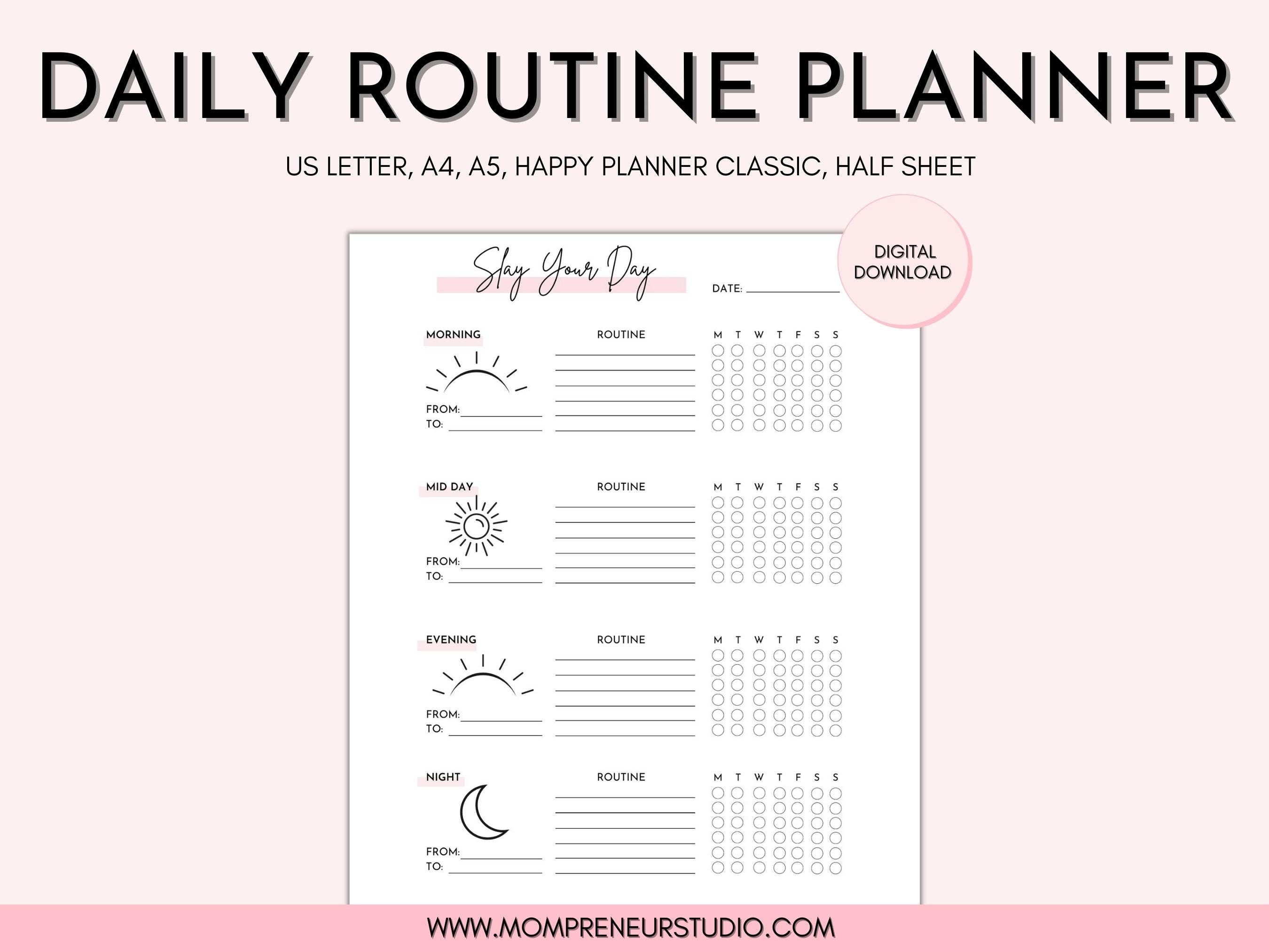 Daily Routine Printable Planner Productivity Planner Routine - Etsy