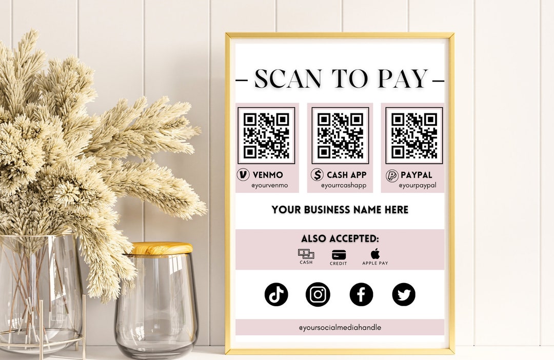 Editable Scan to Pay Sign QR Code Sign Template Canva, Printable ...