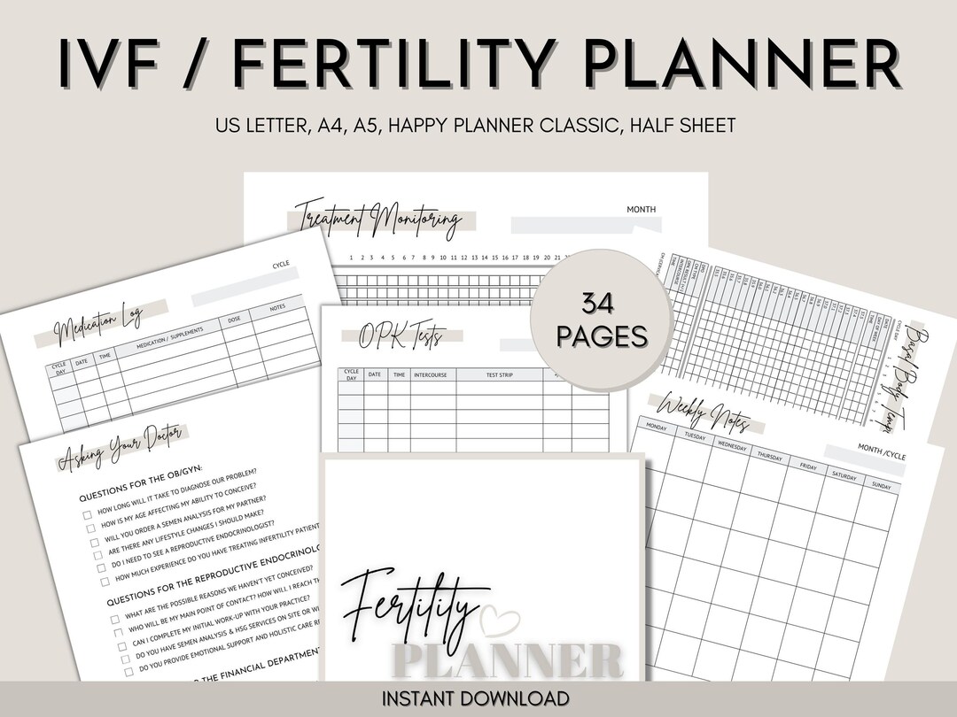 IVF Printable Planner, Ivf Journal, Ivf Diary, Fertility Journal, IUI ...