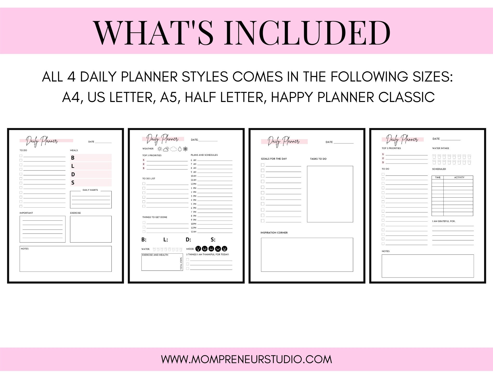 Daily Planner Printable Bundle, Morning Planner, Evening Planner, Happy ...