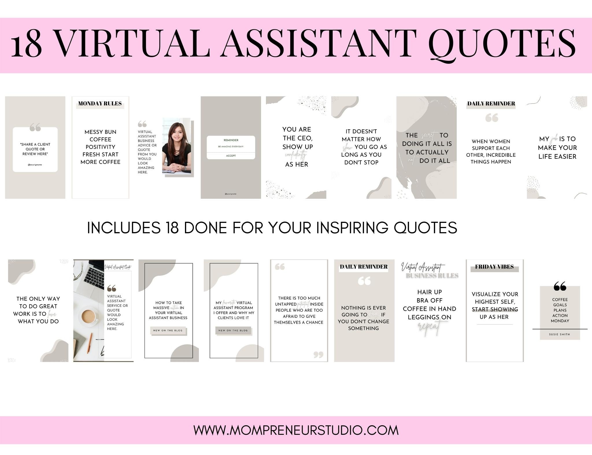160 Virtual Assistant Instagram Story and Post Templates, Virtual ...