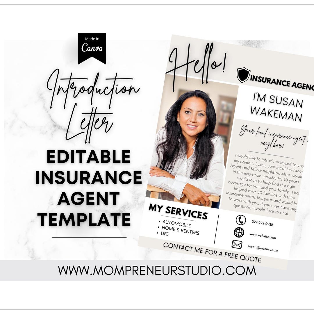 Insurance Agent Introduction Flyer Template (canva Editable) - Etsy