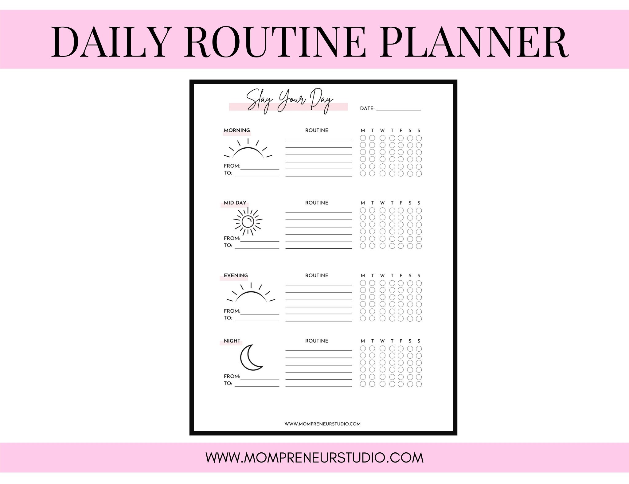 Daily Routine Printable Planner, Productivity Planner, Routine Chart ...