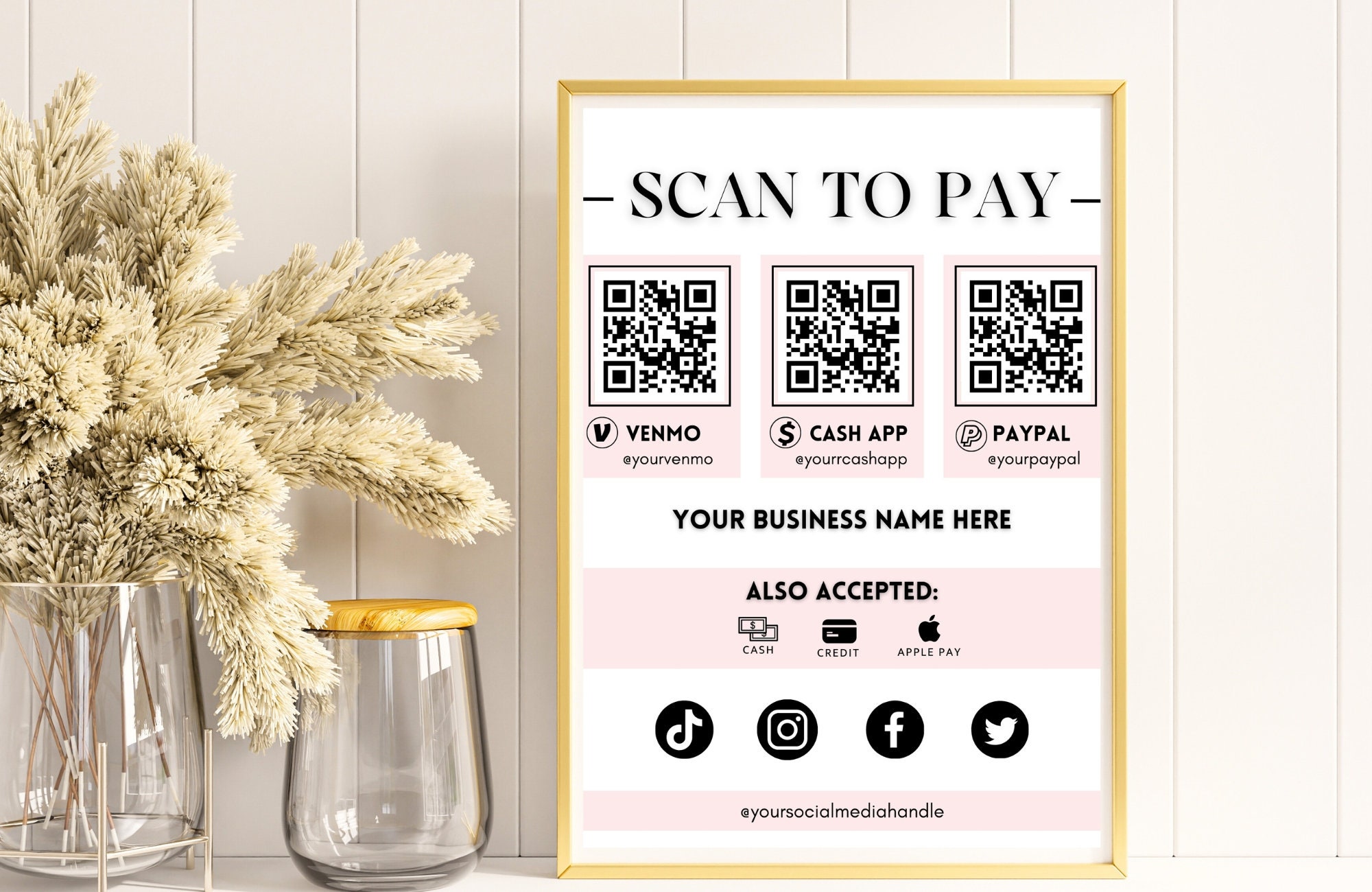 Editable Scan to Pay Sign QR Code Sign Template Canva, Printable ...