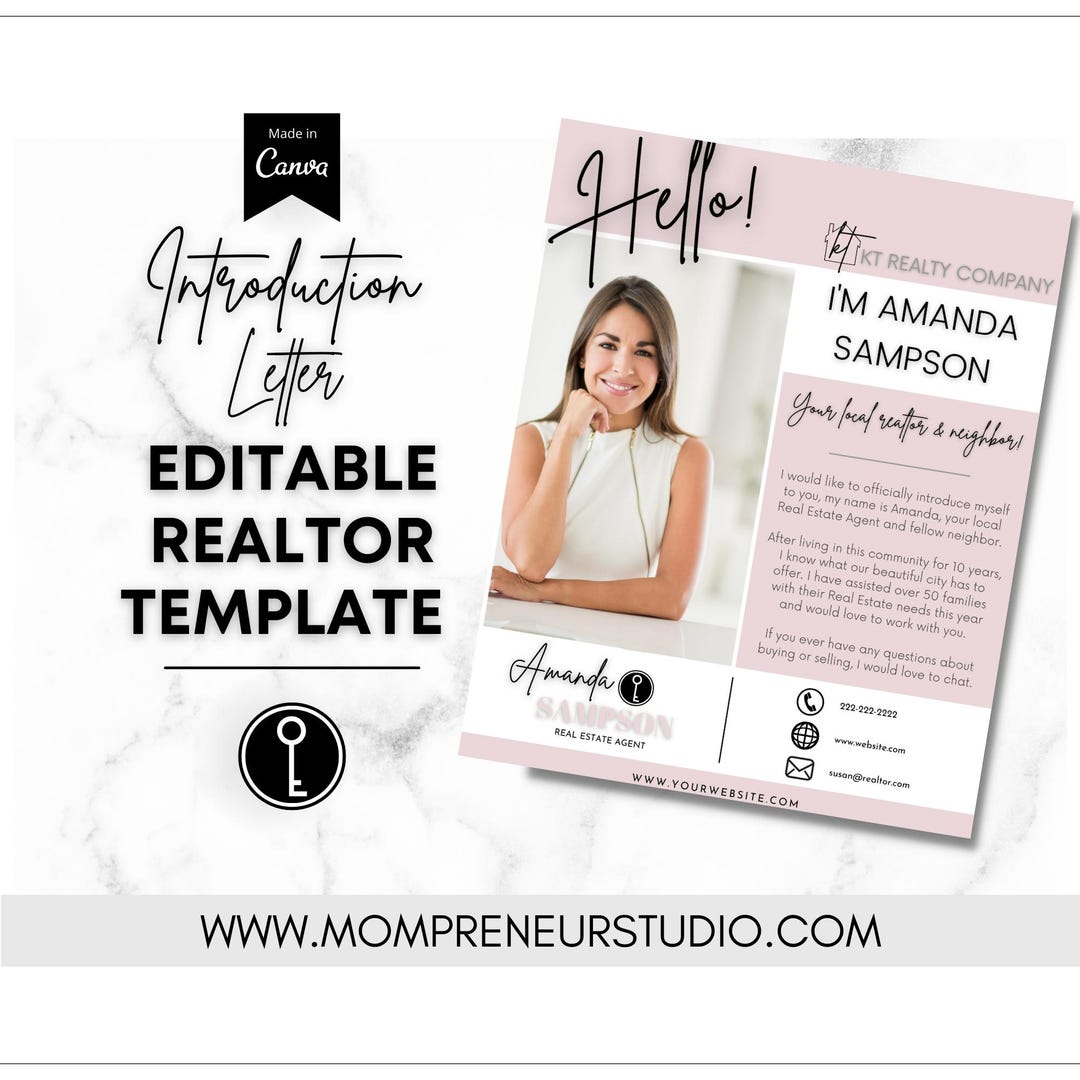 Realtor Introduction Flyer, Real Estate Agent Postcard, Canva Template ...