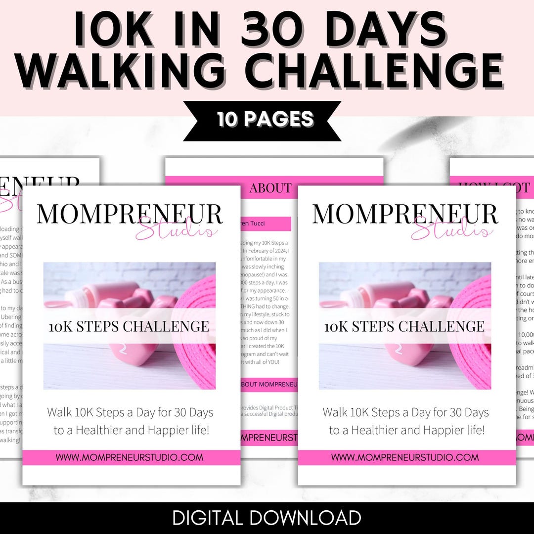 Walking Challenge Printable Guide, Workout Routine Worksheets, Personal ...