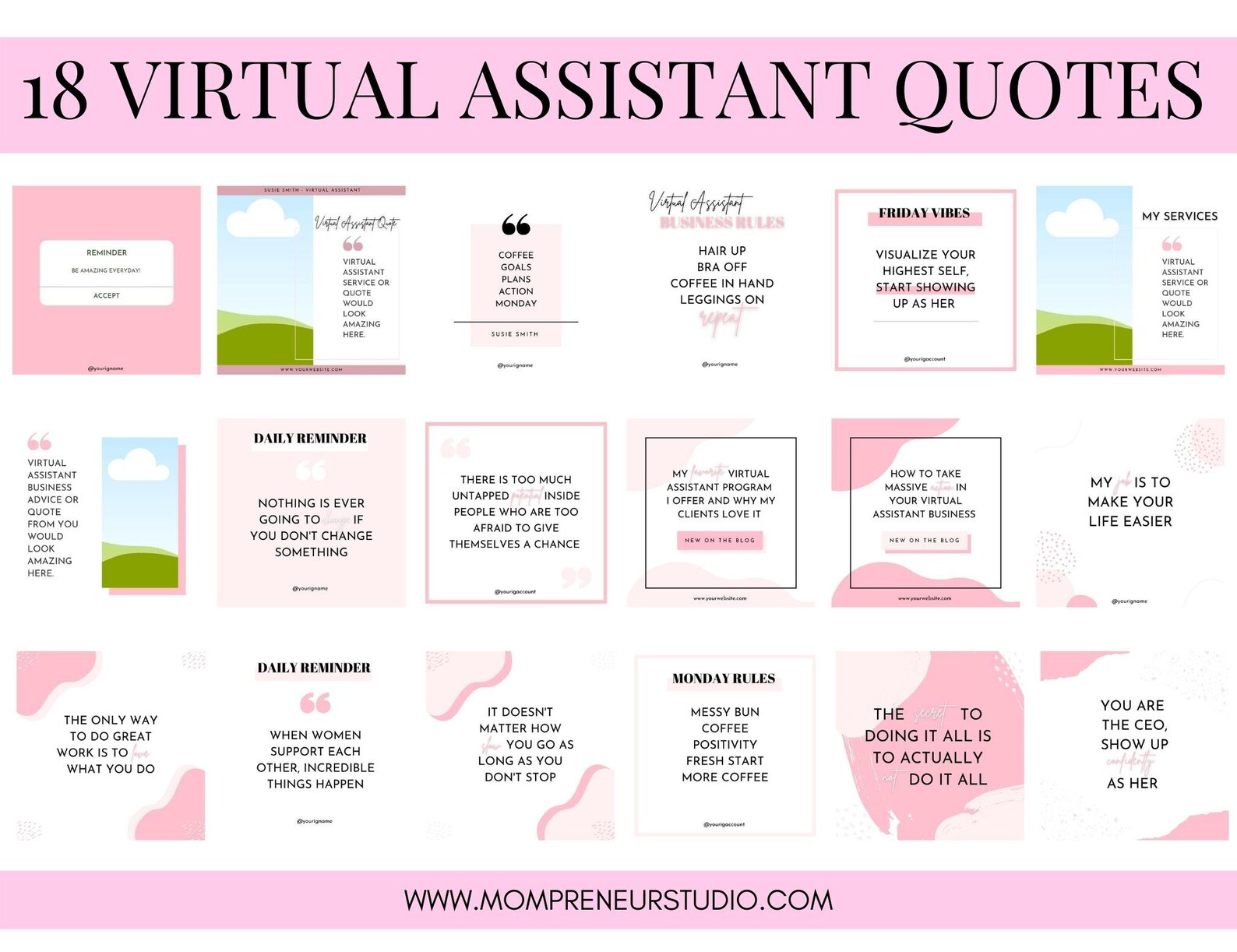 160 Virtual Assistant Instagram Story and Post Templates - Etsy
