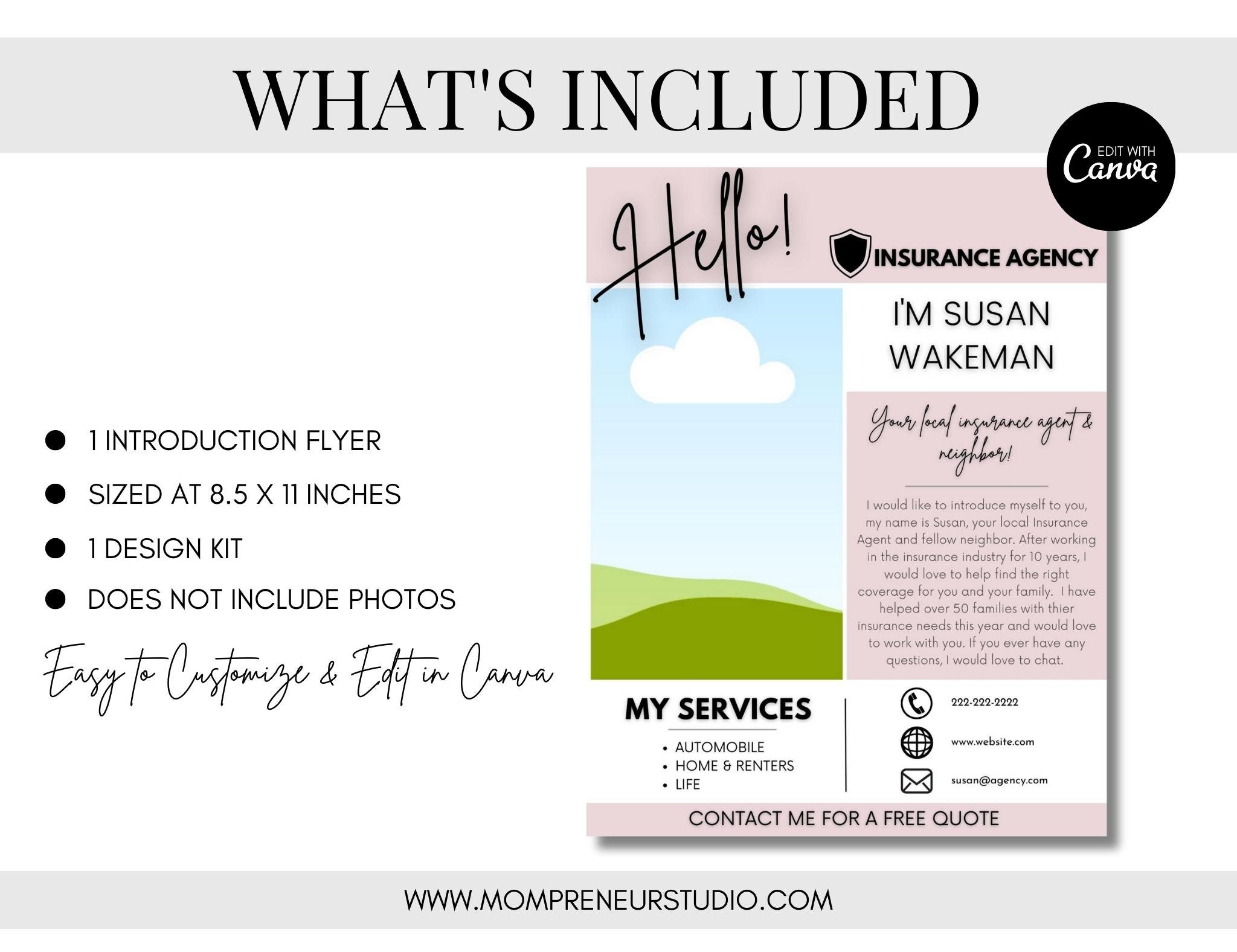 Insurance Agent Introduction Flyer Template, Editable Canva Design - Etsy