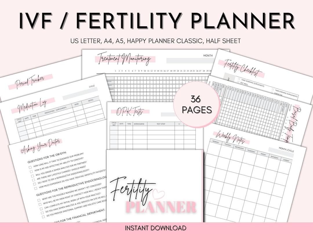 IVF Printable Planner Ivf Journal Ivf Diary Fertility - Etsy