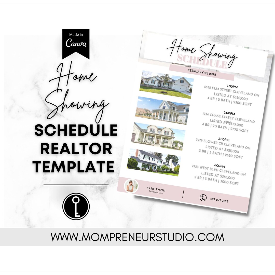 Real Estate Home Showing Schedule Template, Realtor Guide (editable ...