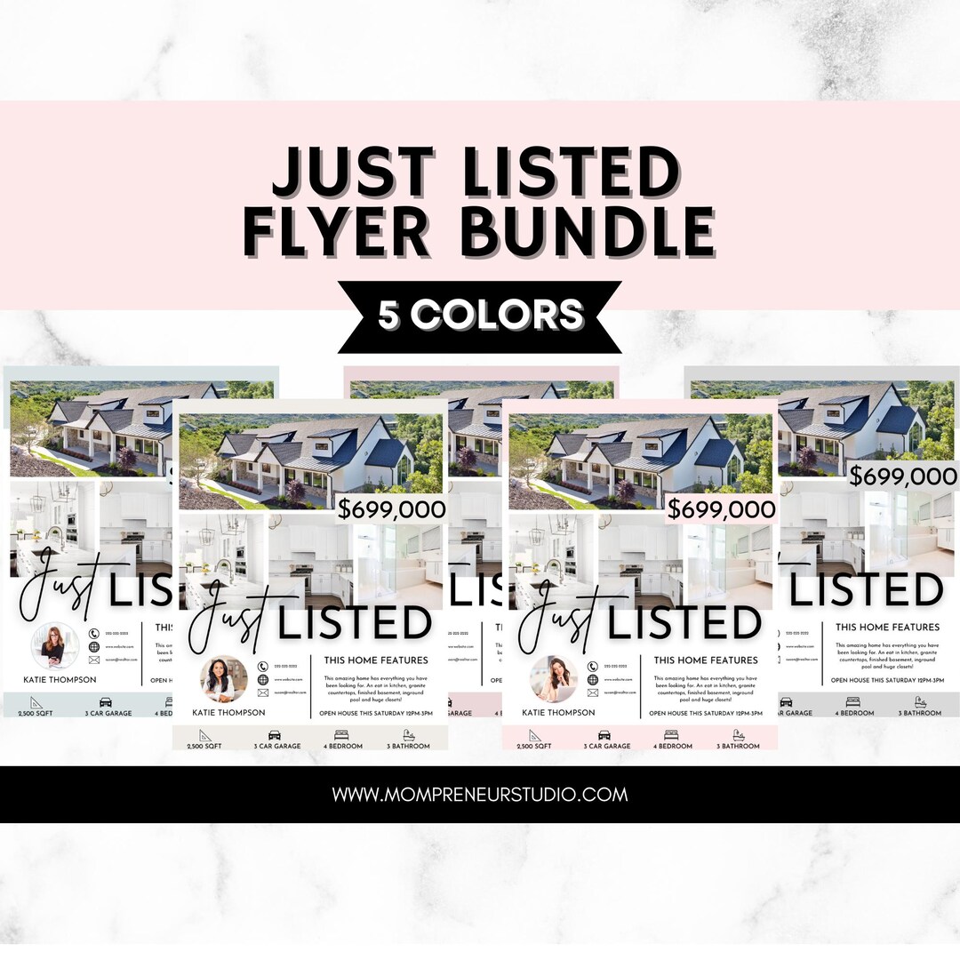 Just Listed Flyer Bundle, New Listing, Canva Template, Home Selling ...