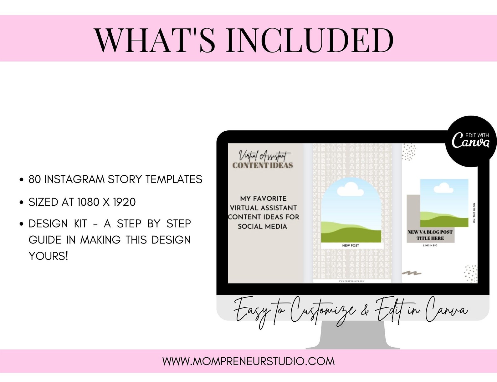 80 Virtual Assistant Instagram Story Templates, Neutral Theme (canva ...