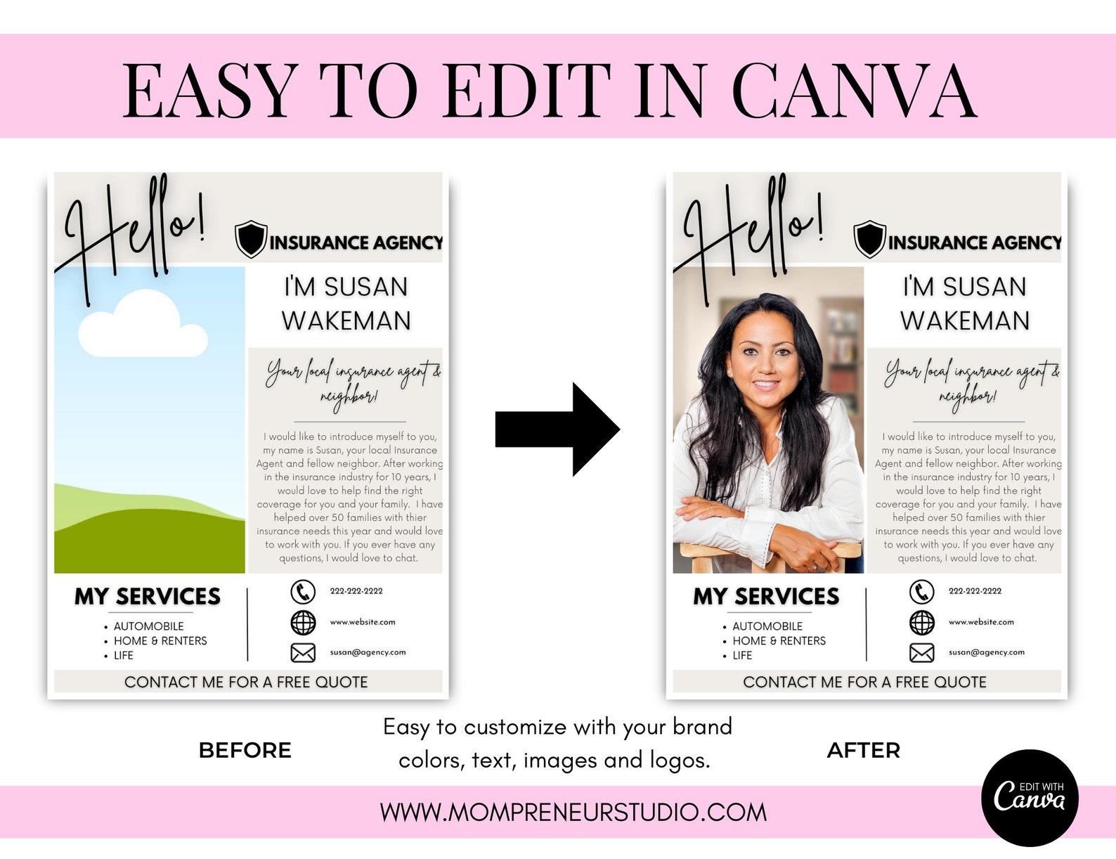 Insurance Agent Introduction Flyer Template (canva Editable) - Etsy