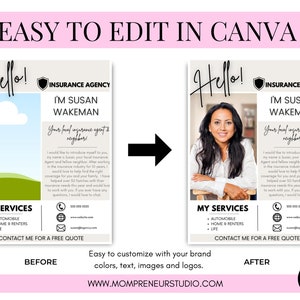 Insurance Agent Introduction Flyer Template (canva Editable) - Etsy