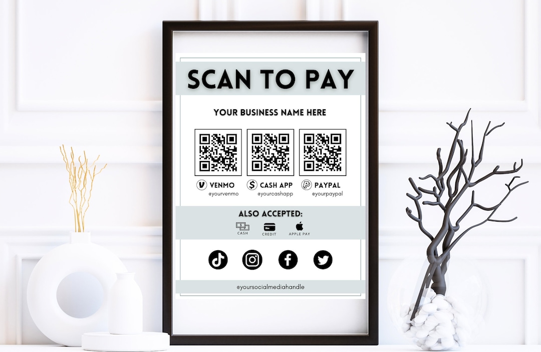 Editable Scan to Pay Sign QR Code Sign Template Canva, Printable ...