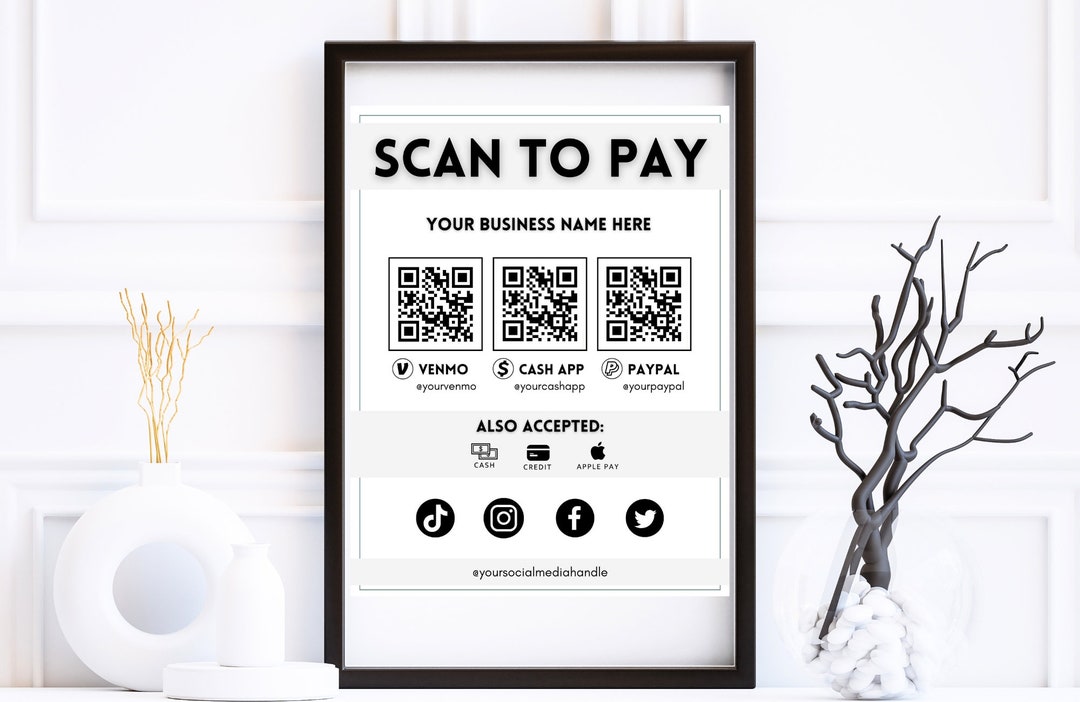 Editable Scan to Pay Sign QR Code Sign Template Canva, Printable ...