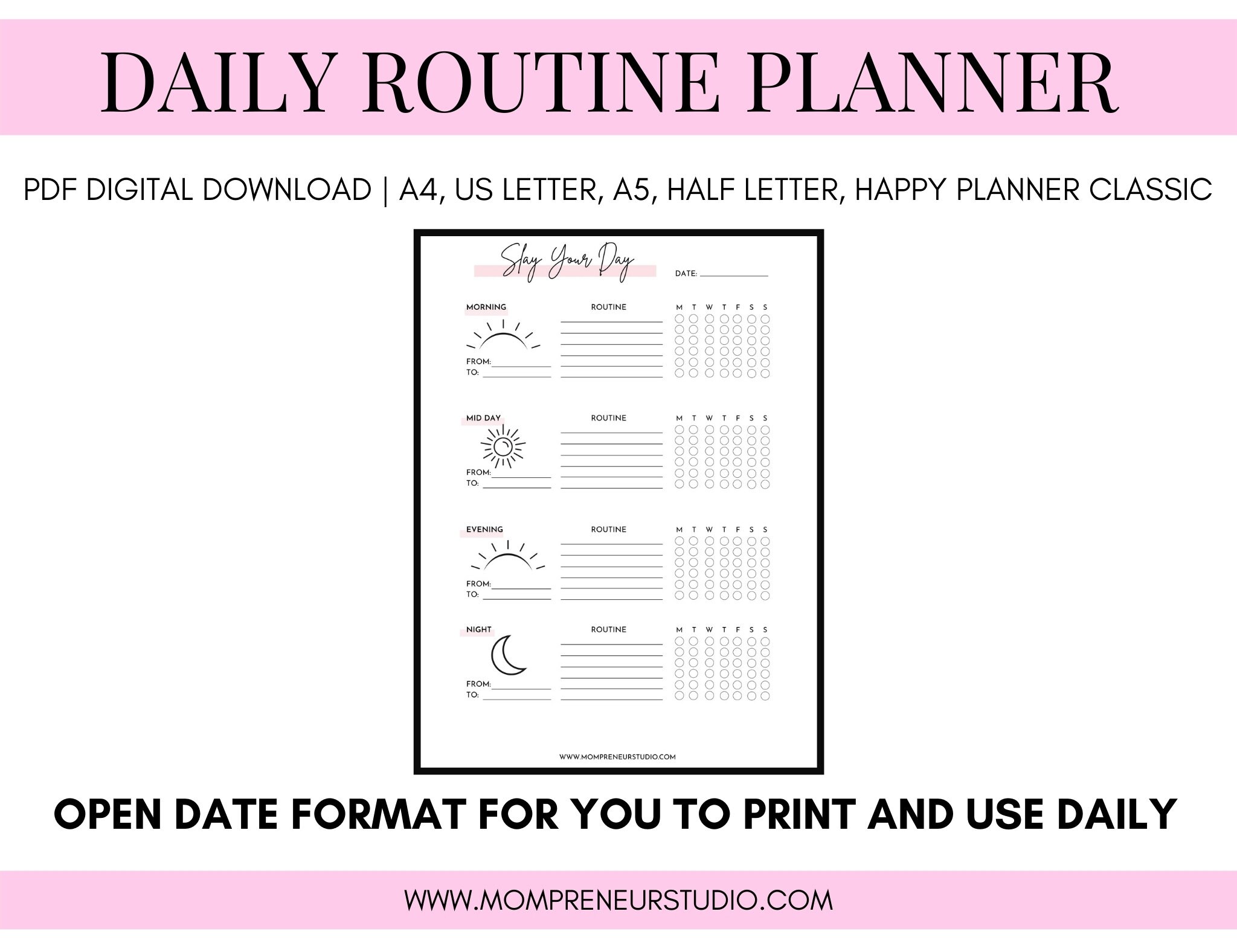 Daily Routine Printable Planner, Productivity Planner, Routine Chart ...