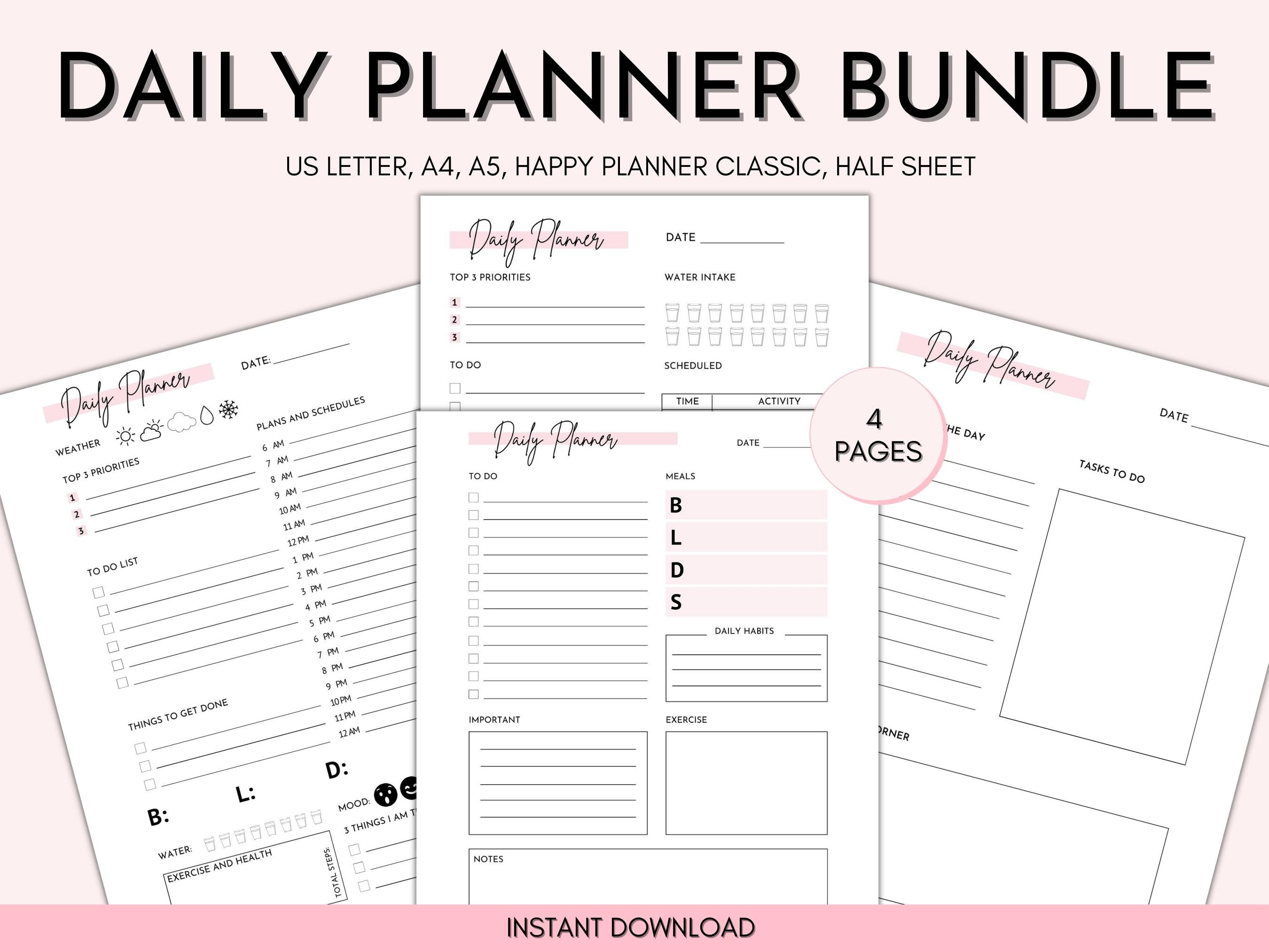 Daily Planner Printable Bundle, Morning Planner, Evening Planner, Happy ...